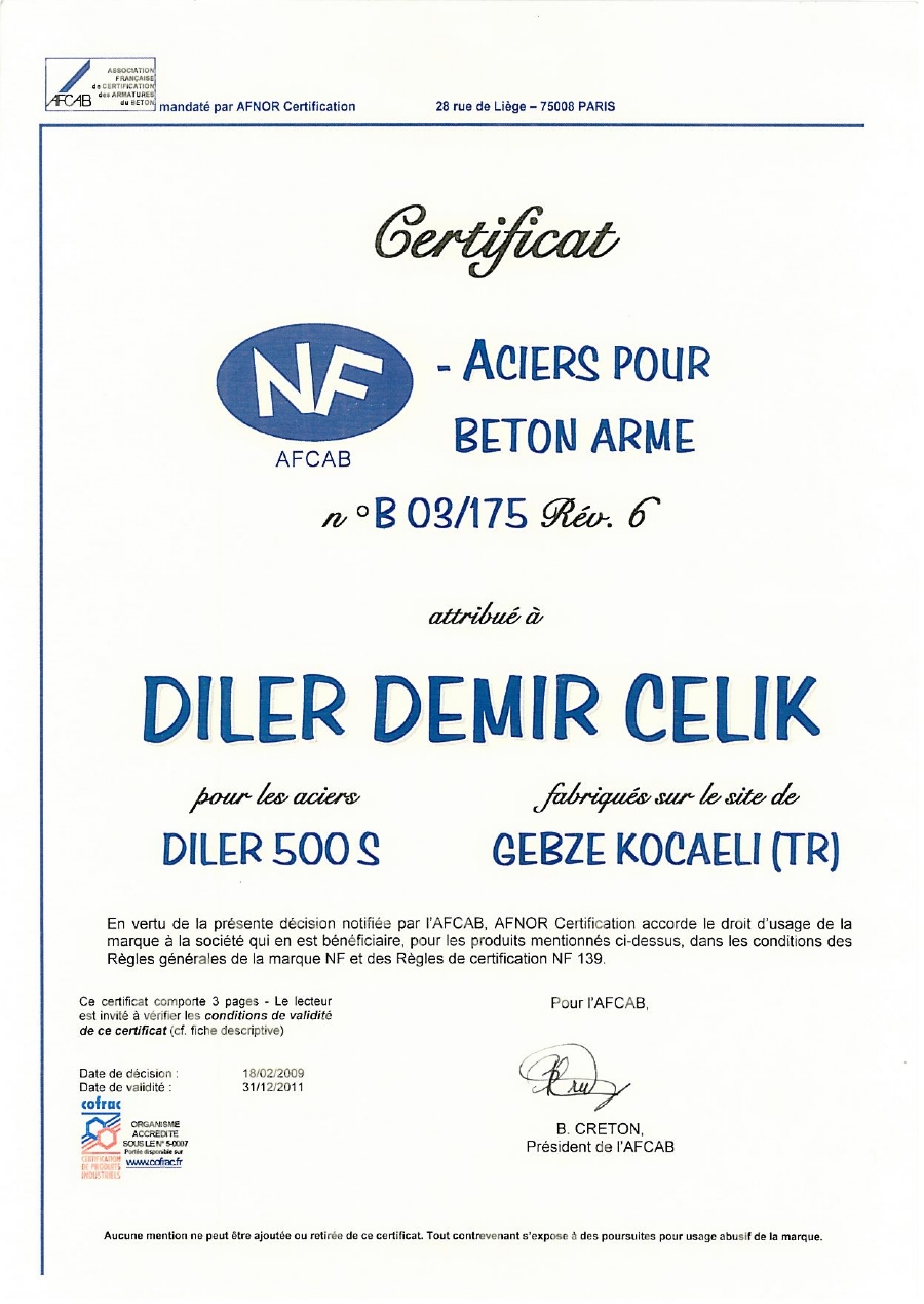 DİLER HOLDİNG - DİLER DEMİR ÇELİK STANDARTLAR